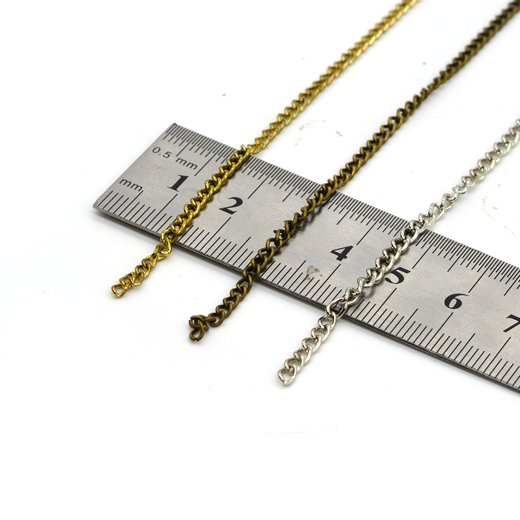 3mm Fine Metal Chain - 1m - 3 Colours Available
