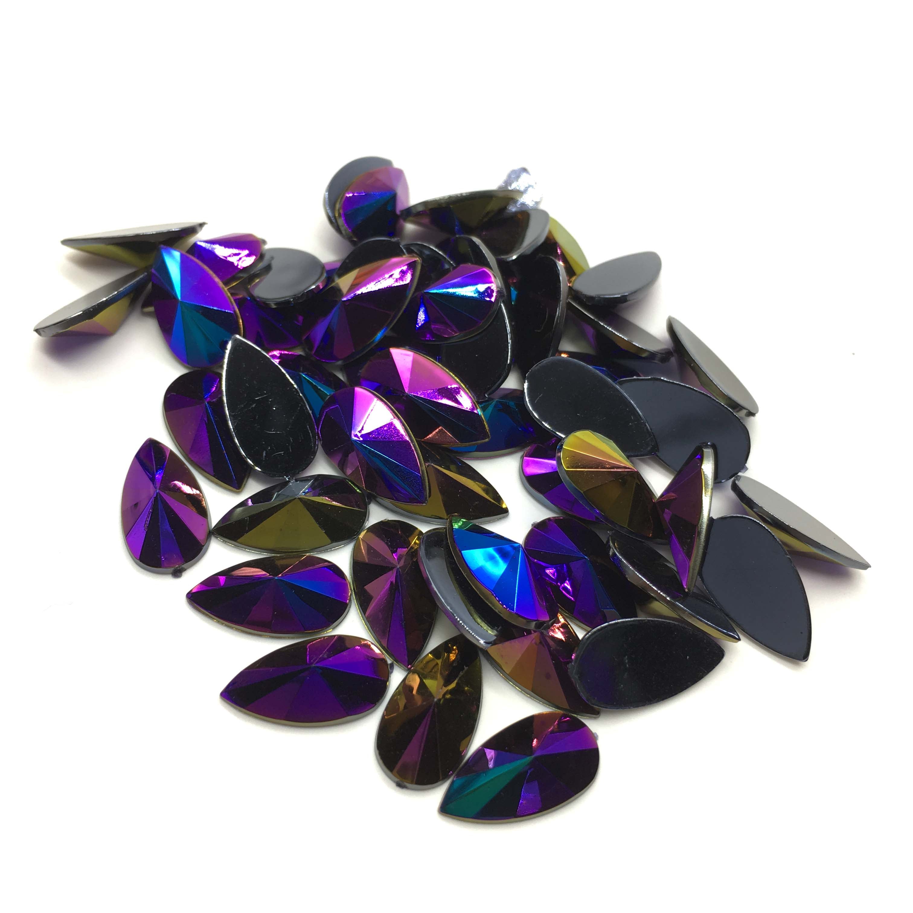 Almond Teardrop Flatback Rhinestone 7x13mm - Available in 11 colours